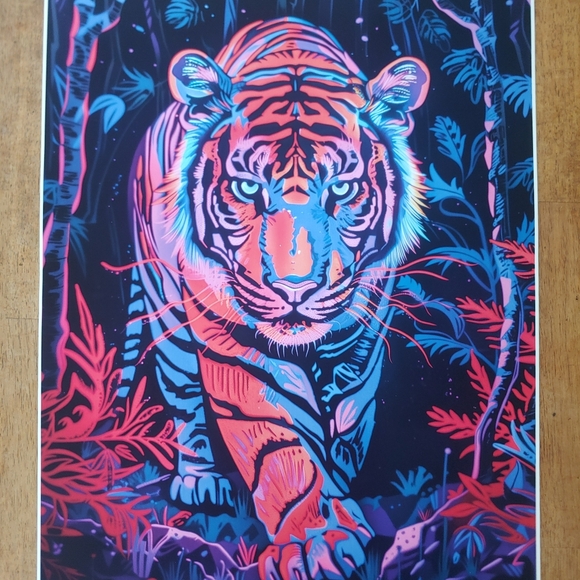 3DvoPrinting | Wall Decor | Tiger Blacklight Neon Poster 8x24in | Poshmark